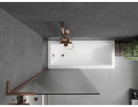 Mexen Next L, 1-křídlová vanová zástěna 80 x 150 cm, 6mm sklo s žebrovým vzorem, růžové zlato profil, 895-080-000-03-09-60