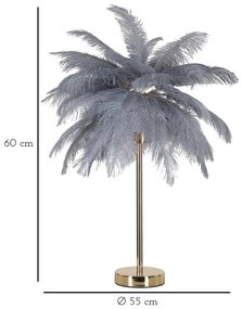 Stolní lampa v šedo-zlaté barvě (výška 55 cm) Palm – Mauro Ferretti