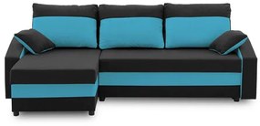 Rohová rozkládací sedací souprava HEWLET PLUS color Černá + světle modrá