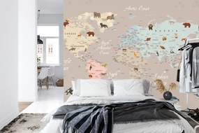 Fototapeta Animals World Map For Kids Wallpaper Design Strukturální vinyl 180x120