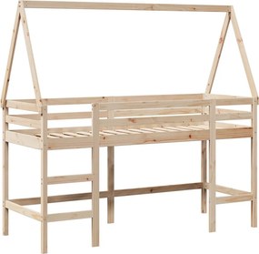 Patrová postel s žebříkem a střechou 80 x 200 cm borovice 3282112
