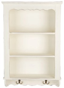 Bílá antik nástěnná polička s háčky Gimelle - 46*14*67 cm