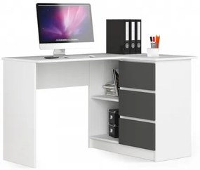Počítačový stůl B16 pravá - bílá/grafit