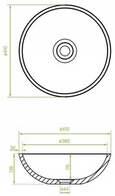 Laveo Amber, granitové umyvadlo na desku 41x41x13,5 cm, bílá, LAV-VGR1621T