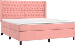 Box spring postel s matrací a LED růžová 160x200 cm samet 3139756