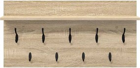 věšák, nástěnný, 1 prkno, háčky, kompozitní dřevo, 40x80x12 cm, dub sonoma, Dekorino TK20260018