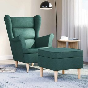 Křeslo s podnožkou tmavě zelené textil 3307994