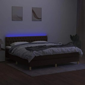 Box spring postel s matrací a LED tmavě hnědá 160x200 cm textil 3133968