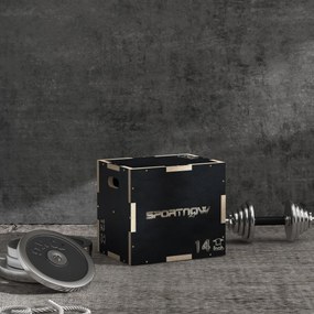 SPORTNOW Plyo box/jump box, robustní, 40,5 x 35,5 x 30,5 cm, černý, rukojeť 10x3,5 cm, do 120 kg