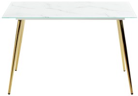 Jídelní stůl s mramorovým efektem 120 x 70 cm bílý/zlatý MULGA Beliani