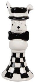 Černobílý keramický svícen Black&White Bunny - Ø 7*17 cm