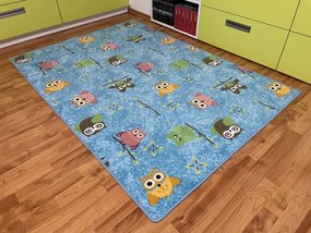 Vopi Dětský koberec Sovička SILK 5298 tyrkys 120 x 170 cm