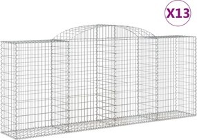 Klenuté gabionové koše 13ks 300x50x120/140cm pozinkované železo 3146730