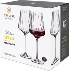 Crystal Bohemia Cettia optic sklenice na víno 600 ml 6 ks