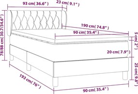 Box spring postel s matrací růžová 90x190 cm samet 3127648