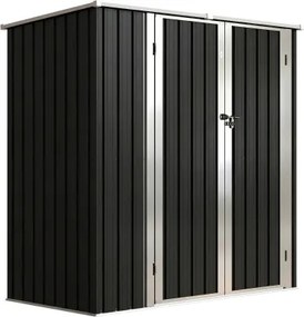 Outsunny kovová venkovní zahradní kůlna 1,37 m² 163x89x163 cm se šikmou střechou, dveře s pojistkou a rukavicemi, šedá
