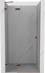 Mexen Lunar, levé výklopné sprchové dveře 70 cm, 8mm čiré sklo, růžové zlato profil, 834-070-000-60-00-L