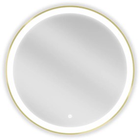 Mexen Esso, kulaté LED podsvícené koupelnové zrcadlo 70 cm, 6000K, topná podložka proti zamlžování, zlatý rám, 9825-070-070-611-50