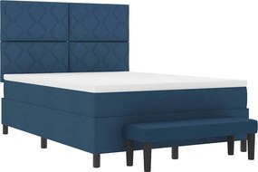 Postel s boxspringem s čelo Modrá 160 x 200 cm textil 3344162