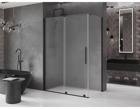 Mexen Velar, sprchový kout s posuvnými dveřmi 150 x 80 cm, 8mm sklo námraza, černá matná, 871-150-080-31-70