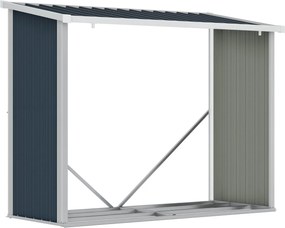 Outsunny Galvanizovaný Ocelový Přípravek na Dřevo se Šikmou Střechou pro Zahradní Terasu Exteriér 185x84x133,5/148,5 cm Šedý