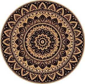 Koberec NOVO Mandala hnědý / černý kruh