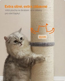 Škrabadlo pro kočky, SIMBA, 50x40x85 cm, šedá/béžová Feandrea