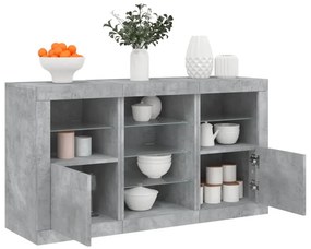 Příborník s LED osvětlením betonově šedý 123 x 37 x 67 cm 3209082