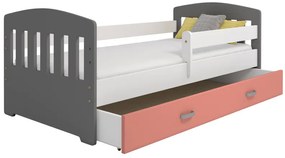 ImportWorld Dětská postel Magdaléna 80x160 B6, šedá/bílá/růžová + rošt a matrace