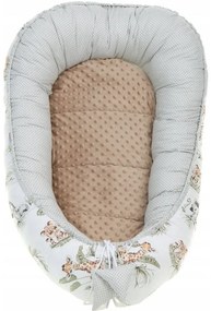 Oboustranné hnízdečko (kokon) pro miminko - BABYMAM PREMIUM set 7v1 - Africká zvířátka s béžovou minky