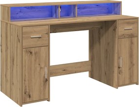 Psací stůl s LED dub artisan 140 x 55 x 91 cm kompozitní dřevo 3309428