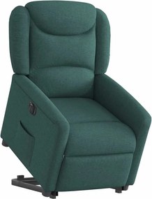 Elektrické zvedací polohovací křeslo tmavě zelené textil 3303220