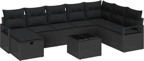 Set pohovek 9 ks 8-Počet míst Černá polyratan 3359242