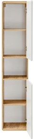 COMAD Vysoká závěsná skříňka - ARUBA 800 white, dub craft/lesklá bílá