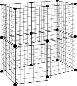 12panelová ohrádka pro zvířata s dvířky černá 70 x 35 x 70 cm ocel 3114033