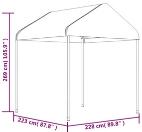 Altán se střechou bílý 11,15 x 2,28 x 2,69 m polyethylen,  3155505
