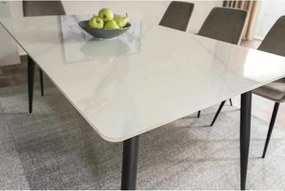 Jídelní stůl Rion 130 cm keramika bílý mramor/černý