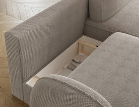 Rohová sedací souprava Tesalia s funkcí spaní a úložným prostorem, šedý velur, pravostranná
