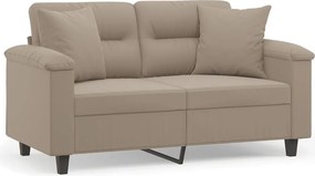 2místná pohovka s polštáři taupe 120 cm tkanina z mikrovlákna 3200965
