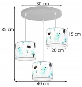 Dětské závěsné svítidlo Bambi, 3x textilní stínítko se vzorem, (výběr ze 2 barev konstrukce), o