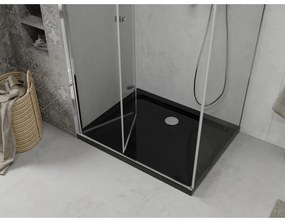 Mexen Lima skládací sprchový kout 90 x 100 cm, Průhledné, Chromovaná + sprchová vanička Flat, Černá - 856-090-100-01-00-4070