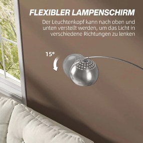 HOMCOM Stojací lampa, obloukový design s mramorovou základnou, 167 cm, stříbrná