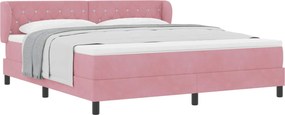 Postel s boxspringem s čelo Růžová 180 x 200 cm samet 3340351