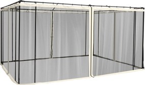 Outsunny 4 boční panely 3,4x2 m pro zahradní altán, síťovina s zipy a kroužky, černá | Aosom