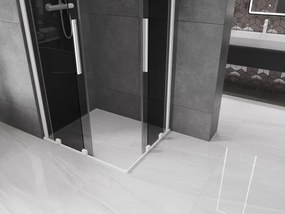 Mexen Velar Duo, sprchový kout s posuvnými dveřmi 90 x 80 cm, 8mm šedé sklo, bílá matná, 871-090-080-42-20