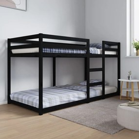 Patrová postel černá 90 x 200 cm masivní borové dřevo,  821648