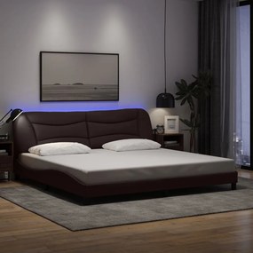 Rám postele s LED bez matrace Hvar tmavě hnědý 200 x 200 cm textil 3213728