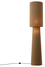 Japandi stojací lampa hnědá látka teddy 2-světlo - Trompet