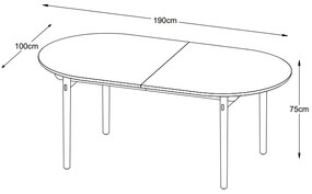Designový jídelní stůl Wally 190 - 235 cm přírodní dub
