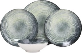 Porcelánová jídelní sada 24 ks Sat černá/zelená